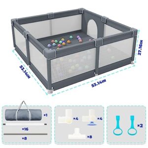 Baby Playpen 51" X 51", Baby Playpen for Toddler with Gate, Small Baby Play Pen, Safety Sturdy Baby Fence Play Area, Baby Play Yard with Anti-Slip Suckers