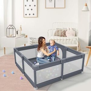 Baby Playpen 51" X 51", Baby Playpen for Toddler with Gate, Small Baby Play Pen, Safety Sturdy Baby Fence Play Area, Baby Play Yard with Anti-Slip Suckers