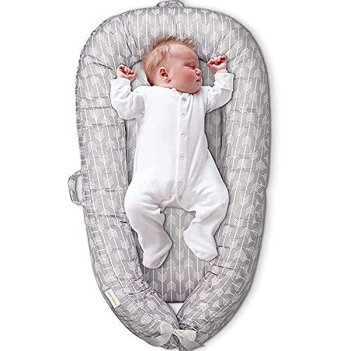 Baby Lounger Crib Bionic Bed Bed in Crib Pure Cotton Baby Nest Bed Foldable Safety and Convenient for 0-24 Months (Arrow)