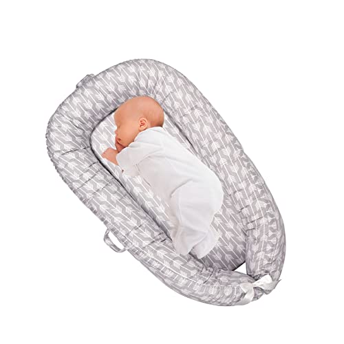 Baby Lounger Crib Bionic Bed Bed in Crib Pure Cotton Baby Nest Bed Foldable Safety and Convenient for 0-24 Months (Arrow)