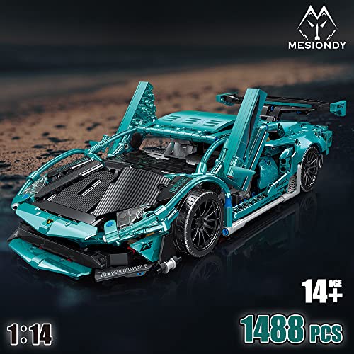 Mesiondy Sports Car Building Blocks Toys Boys or Adults Kits，1:14 MOC Building Set Raceing Car Model,Super Cars for Boys Age 12+ (1488Pcs)