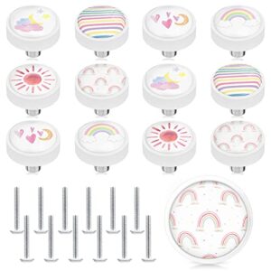 fumete 12 set rainbow drawer knob pulls round soft rubber pastel drawer knobs silicone cabinet drawer knobs for boys girls kids dresser knobs for nursery closet kitchen cabinet