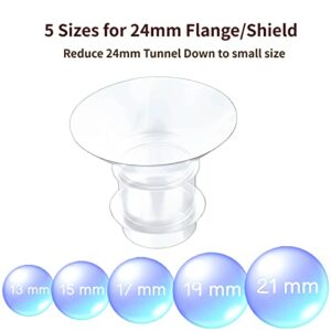 Flange Inserts 13/15/17/19/21mm 10PC,Compatible with Momcozy S12 Pro/S9 Pro/S12/S9 Wearable Breastpump Cup,for Medela/Spectra/Bellaaby/TSRETE 24mm Shields/Flanges,Reduce 24mm Tunnel Down to Other Size