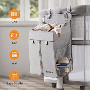 besrey 5 in 1 Baby Bassinet Bedside Sleeper, Playpen with Bassinet & Baby Cradle, 0-18 Months (Without Stars Printing on The 360° Mesh)