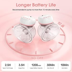 Electric Breast Pump Hands Free, Wearable Breast Pump, 2023 Upgraded 12 Levels 3 Modes & Remote Controller, BPA free Leak-Proof Breastfeeding Pumps, 1200mAH 6-8times Battery & LCD Screen, Pink