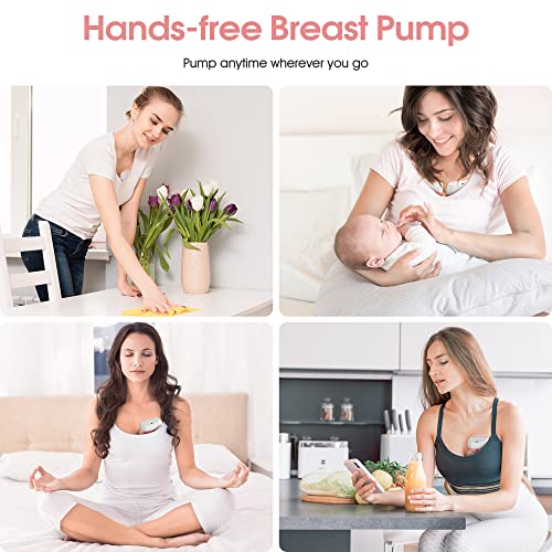 Electric Breast Pump Hands Free, Wearable Breast Pump, 2023 Upgraded 12 Levels 3 Modes & Remote Controller, BPA free Leak-Proof Breastfeeding Pumps, 1200mAH 6-8times Battery & LCD Screen, Pink