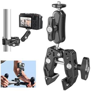 telesin camera monitor super clamp mount 360 ballhead magic arm with 1/4" 3/8" port bike motorcycle handlebar attach accessories for canon nikon dslr gopro isnta360 video light ronin-mx freefly movi