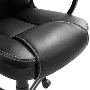 Yaheetech High Back Managerial Executive Chair PU Leather Ergonomic Computer Chair Large Seat Swivel Chair, Sturdy Metal Base, Black