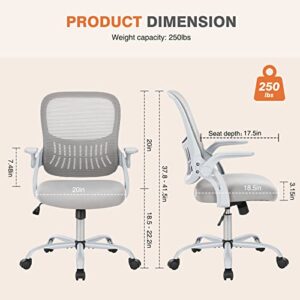 Office Chair, Desk Chair, Ergonomic Home Office Desk Chairs, Computer Chair with Flip up Armrests, Mesh Desk Chairs with Wheels, Office Desk Chair, Mid-Back Task Chair with Ergonomic Lumbar Support