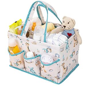 Pazar Kapısı Baby Diaper Caddy Organizer - Baby Clothes Organizer - Nursery Storage Bin and Car Organizer for Diapers And Baby Wipes - Baby Shower Basket for Girl and Boy (Blue)