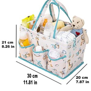 Pazar Kapısı Baby Diaper Caddy Organizer - Baby Clothes Organizer - Nursery Storage Bin and Car Organizer for Diapers And Baby Wipes - Baby Shower Basket for Girl and Boy (Blue)