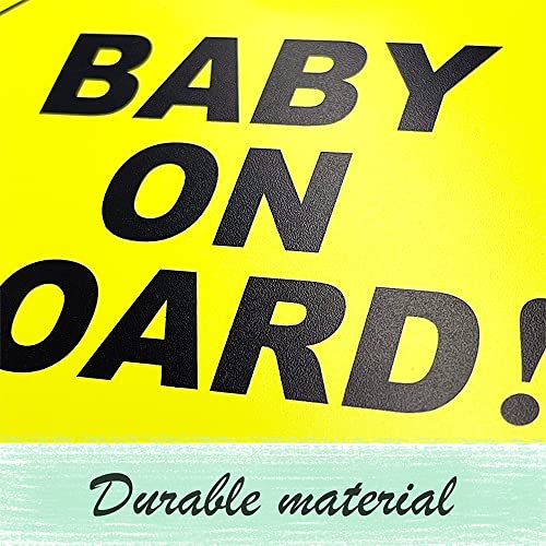 Baby On Board Signs Suction Cups, 2PCS Reusable Waterproof Kids Safety Warning Sticker Notice Board Car Accessories Sign For Car Window, 5" x 5"