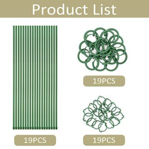 Plant Stakes,Plant Support Stakes with Rings for Indoor and Outdoor Plants.MIALEXO 19Pcs Plant Support Sticks Suitable for Potted Plant Flowers Tomatoes Peony Lily Rose (17.6-18inches)