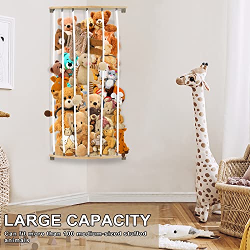 CIDKDIC Large Capacity Stuffed Animal Storage Hammock, Corner Plushie Net Toy Organizers, Length Adjustable Wall Hanging Plush Hammock Kids Organizer for Nursery Kid’s Play Room Bedroom