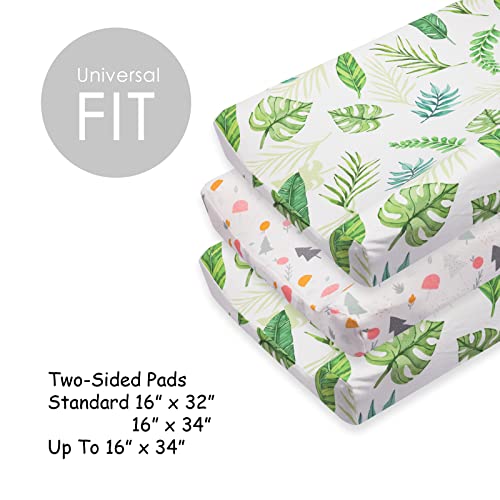 SnoozyNest Changing Pad Cover Set, 2 Pack Diaper Changing Table Cover Sheets Ultra Stretchy Snug Fitted Sheets for Baby Boys Girls (Tropic Garden)