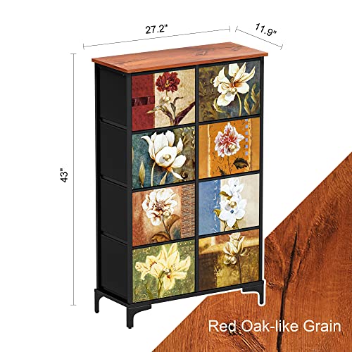 Tall Dresser for Bedroom W/ 8 Fabric Drawers, Sturdy Drawer for Clothing Dresser, Organizers and Storage Drawers for Living Room, Nursery, Closet, Hallway (8-Drawer)