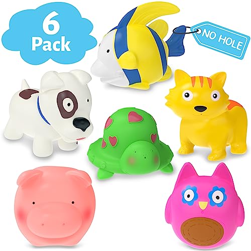 Mold Free Animal Baby Bath Toys for Toddlers 1-3 / Infants 6-12-18 Months, Toddler Bath Toys for 1 2 3 4 Year Old Girls Boys Gifts, No Hole Bathtub Toys, Pool Toys for Toddlers Age 1-2 (6 Pcs)