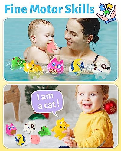 Mold Free Animal Baby Bath Toys for Toddlers 1-3 / Infants 6-12-18 Months, Toddler Bath Toys for 1 2 3 4 Year Old Girls Boys Gifts, No Hole Bathtub Toys, Pool Toys for Toddlers Age 1-2 (6 Pcs)