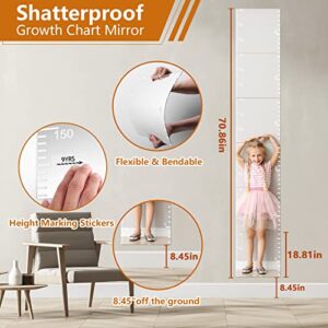 SLDIYWOW Shatterproof Growth Chart Mirror for Kids Acrylic Toddler Mirror Height Wall Ruler with Stickers Wall Mirror Full Length for Baby Children Bedroom Decor