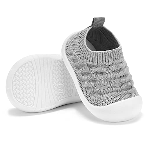 Exegawe Baby Mesh First Walkers Shoes - Toddler Lightweight Breathable Non-Slip Sneakers for Boys Girls(N1 Grey, Tag12.5/9-18m)