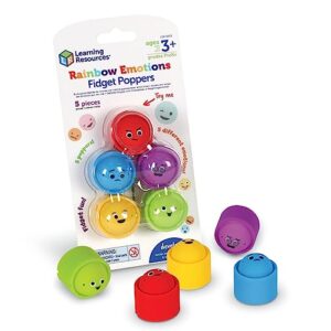 learning resources rainbow emotion fidget poppers, 5 pieces, ages 3+, sensory toys, social-emotional learning,sensory toys for toddlers,sel skills,fine motor skills