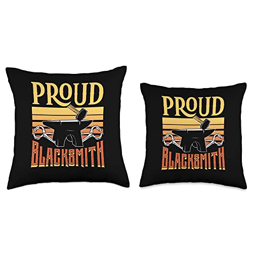 Forging Men Job Blacksmiths Forge Proud Hobby Blacksmithing Throw Pillow, 18x18, Multicolor