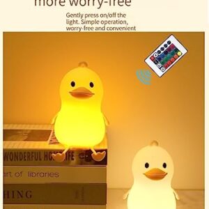 Hasdlga Duck Silicone Night Light,Cute Duck Kids Lamp,16 Colors Changing Remote Control Night Lights,Rechargeable Dimmable Nursery Lamps Bedroom Decor Birthday Xmas Gift