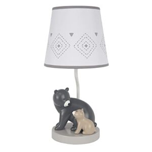 lambs & ivy woodland forest gray bears nursery lamp with shade & bulb