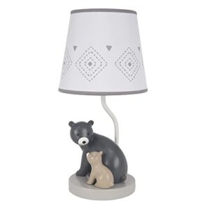 Lambs & Ivy Woodland Forest Gray Bears Nursery Lamp with Shade & Bulb