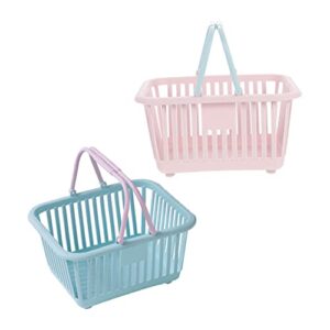 storage basket kids snack container kids bath bunny for kids 2pcs plastic storage baskets with handles small basket kids grocery cart handheld shopping basket make up