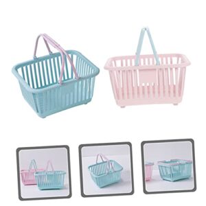 Storage Basket Kids Snack Container Kids Bath Bunny for Kids 2pcs Plastic Storage Baskets with Handles Small Basket Kids Grocery Cart Handheld Shopping Basket Make up