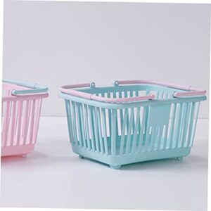 Storage Basket Kids Snack Container Kids Bath Bunny for Kids 2pcs Plastic Storage Baskets with Handles Small Basket Kids Grocery Cart Handheld Shopping Basket Make up