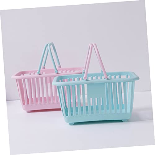 Storage Basket Kids Snack Container Kids Bath Bunny for Kids 2pcs Plastic Storage Baskets with Handles Small Basket Kids Grocery Cart Handheld Shopping Basket Make up