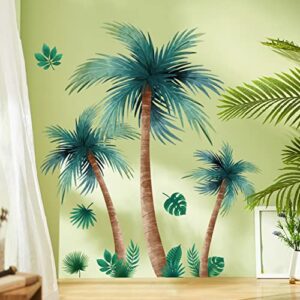 Amaonm 3D Removable Tropical Rainforest Wall Sticker Brown Tree Green Leaves Wall Decal DIY Peel and Stick Coconut Tree Wall Decor for Kids Girls Boys Bedroom Living Room Nursery Classroom Playroom Wall Background Decoration