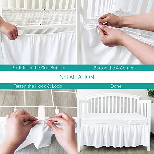 Crib Mattress Protector & Crib Bed Skirt, White