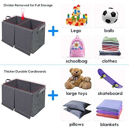 Friday Monkey Large Toys Box Storage Organizer with Lid & Comfortable Handles, Collapsible Sturdy Toy Chest Boxes Bins Baskets for Kids, Boys, Girls, Playroom, 25x13x16inch, Dark Grey, ZMBCWJX