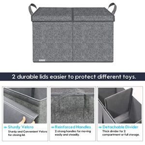 Friday Monkey Large Toys Box Storage Organizer with Lid & Comfortable Handles, Collapsible Sturdy Toy Chest Boxes Bins Baskets for Kids, Boys, Girls, Playroom, 25x13x16inch, Dark Grey, ZMBCWJX