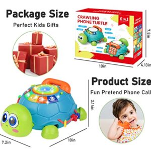 Baby Toys 6 to 12 Months, Tummy Time Toys Musical Turtle Crawling Toys with Light, Sound, Play Phone, Infant Toys 0-3 3-6 6-12 12-18 Months Birthday Toys for 1 Year Old Boy Girl Toddler Toys Age 1-2