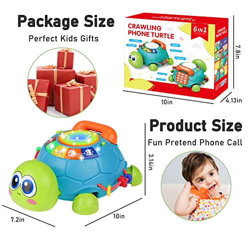 Baby Toys 6 to 12 Months, Tummy Time Toys Musical Turtle Crawling Toys with Light, Sound, Play Phone, Infant Toys 0-3 3-6 6-12 12-18 Months Birthday Toys for 1 Year Old Boy Girl Toddler Toys Age 1-2