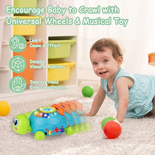 Baby Toys 6 to 12 Months, Tummy Time Toys Musical Turtle Crawling Toys with Light, Sound, Play Phone, Infant Toys 0-3 3-6 6-12 12-18 Months Birthday Toys for 1 Year Old Boy Girl Toddler Toys Age 1-2