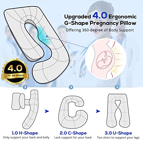 Sasttie Cooling Pregnancy Pillows for Sleeping, Maternity Pillow for Pregnant Women, 59'' U Shaped Pregnant Pillow with Removable Cooling Cover, Pregnancy Must Haves, Light Grey