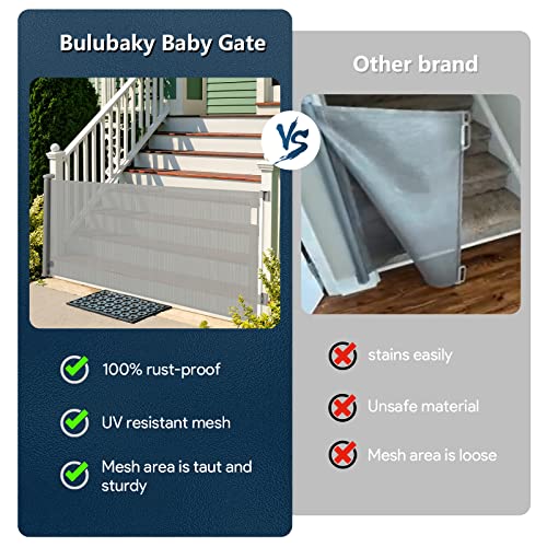 Bulubaky Retractable Baby Gates Dog Gates, Sturdy Mesh Safety Child Gate, 33" Tall Extends up to 55" Wide Extra Long Sliding Gate for Doorway Hallway Stair Porch Gates for Kids or Pets Indoor Outdoor