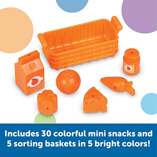 Learning Resources Sorting Snacks Mini Fridge ,51 Pieces, Ages 3+, Toddler Toys, Educational Toys, Snack Toys,Plastic Food Toys,Kids Kitchen Accessories