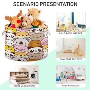 Kigai Cotton Rope Basket Cute Bears Large Storage Basket for Toys Blanket Baby Laundry Basket for Nursery, Closet, Bedroom, Home Organization