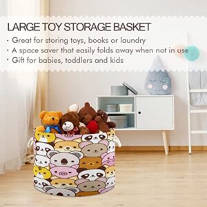 Kigai Cotton Rope Basket Cute Bears Large Storage Basket for Toys Blanket Baby Laundry Basket for Nursery, Closet, Bedroom, Home Organization