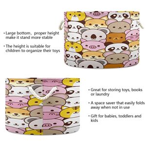 Kigai Cotton Rope Basket Cute Bears Large Storage Basket for Toys Blanket Baby Laundry Basket for Nursery, Closet, Bedroom, Home Organization