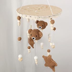 Baby Mobile for Crib - Bear Baby Crib Mobile - Boho Crib Mobile - Crib Mobile for Boys, Girls - Baby Mobile for Bassinet, Pack n Play