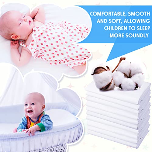 Mixweer 50 Pcs Natural Pure Cotton Daycare Cot Sheets, Breathable Fabric White Cot Bed Sheets Standard Daycare, Toddler and Preschool Fold Fitted Sheets for Boys and Girls, 51.18'' W x 23.62'' L