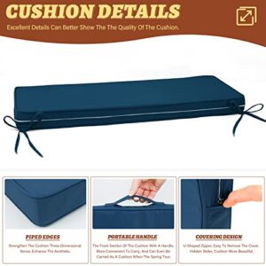 Focuprodu Bench Cushions.Double Piping Bench Cushions for Indoor/Outdoor Furniture,36x14 inchs Outdoor Bench Cushions for Courtyards, Terraces, Swing Cenches (36x14x2.5, Navy Blue)