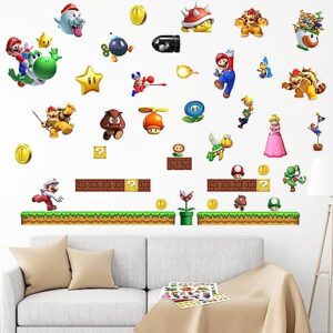 cartoon game wall decals, build scene wall stickers bedroom playroom background wall decor diy removable waterproof decals for wall